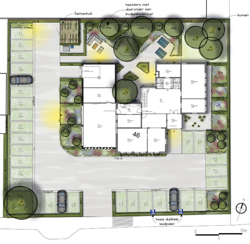 Ontwerp buitenruimte bij kantoorpand, Wageningen - Buro Binnenveld